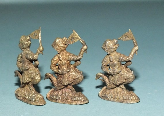 Three Bronze Hanuman Figures Charms Amulets Thailand … - Gem