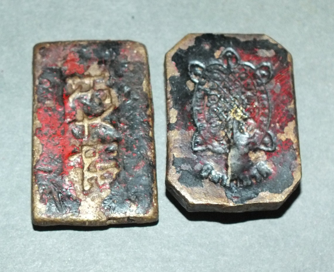 Two Metal Monk Charm With Gold Traces Talisman Thailand FREE - Etsy UK