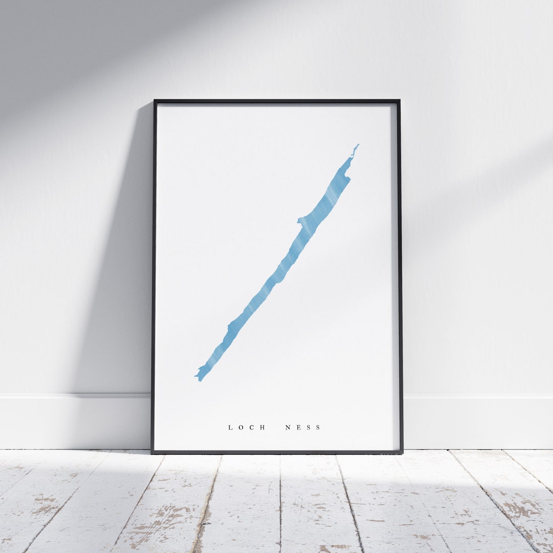Loch Ness Minimalist Watercolour Map Scottish Highlands Whiskey ...