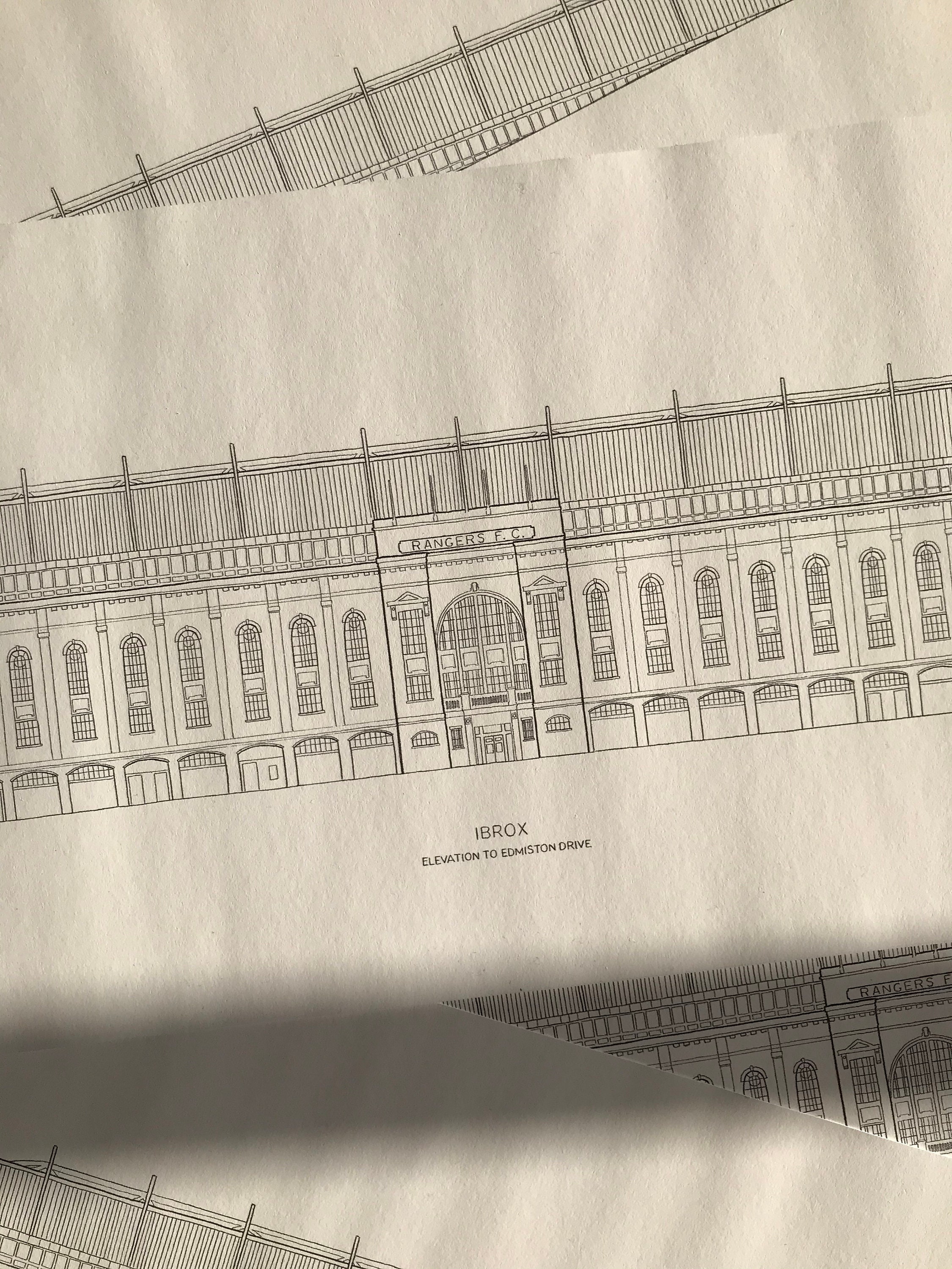 Ibrox Elevation Ibrox Stadium Glasgow Rangers Football Club Govan Hand ...