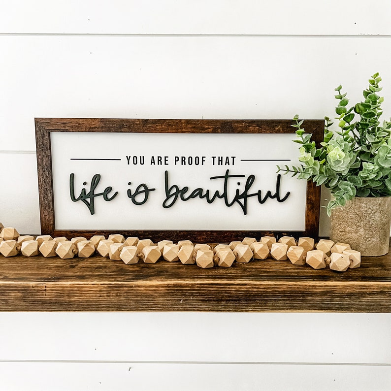 Life is Beautiful Wood Sign, Farmhouse Wooden Sign, Inspirational ...