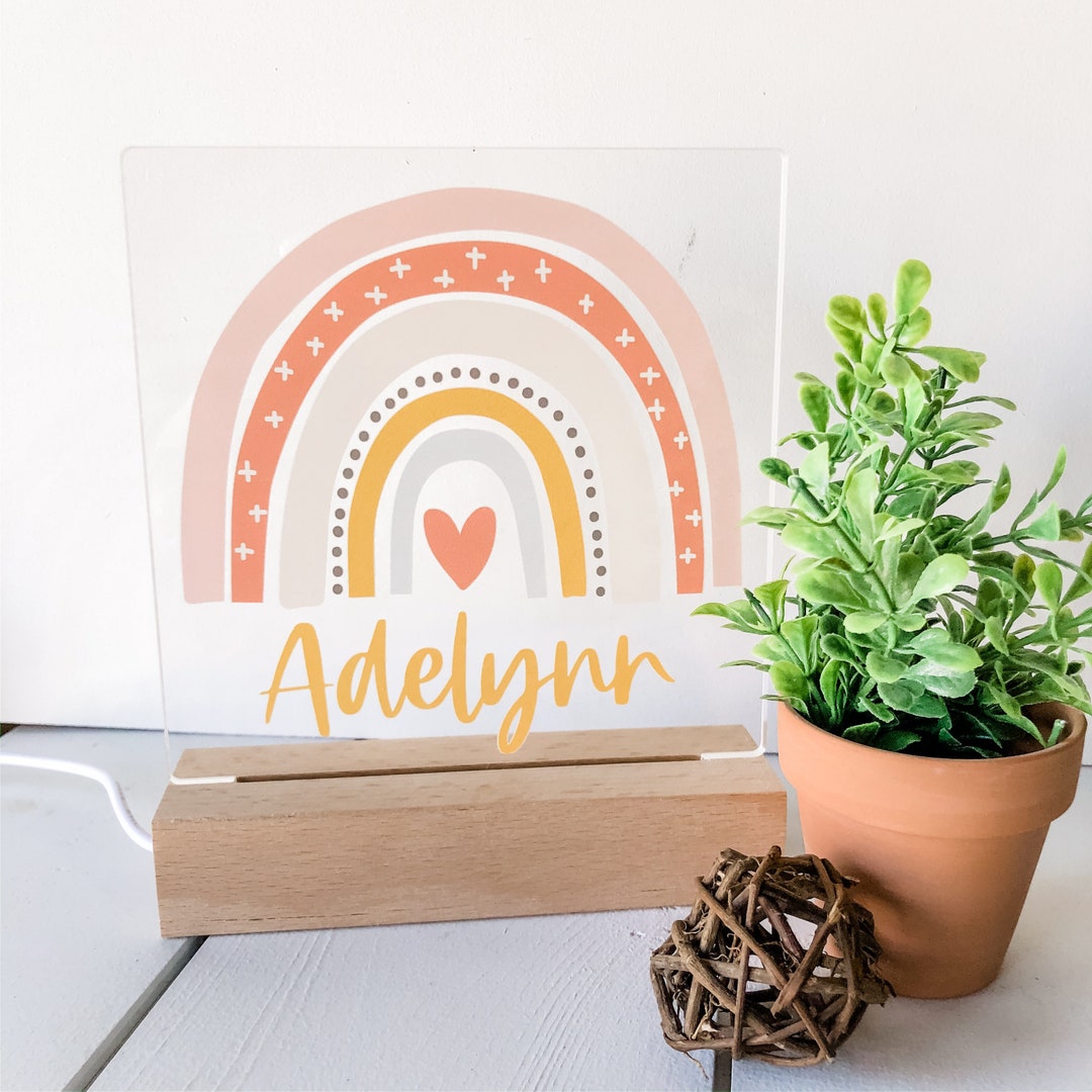 Rainbow Nightlight, Nightlight, Personalized Nightlight, Bedroom ...