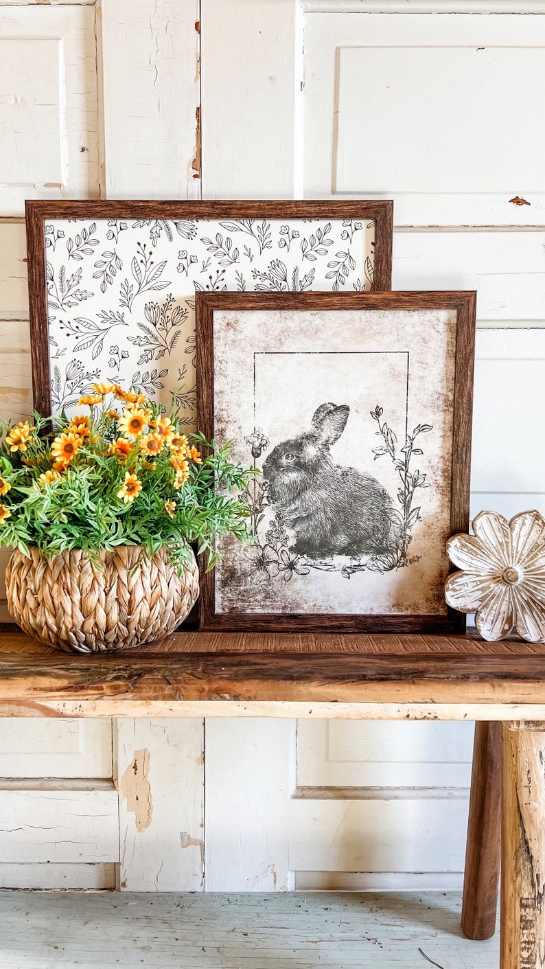 Spring Rabbit Wood Sign, Vintage Spring Sign, Unique Wood Sign, Spring ...