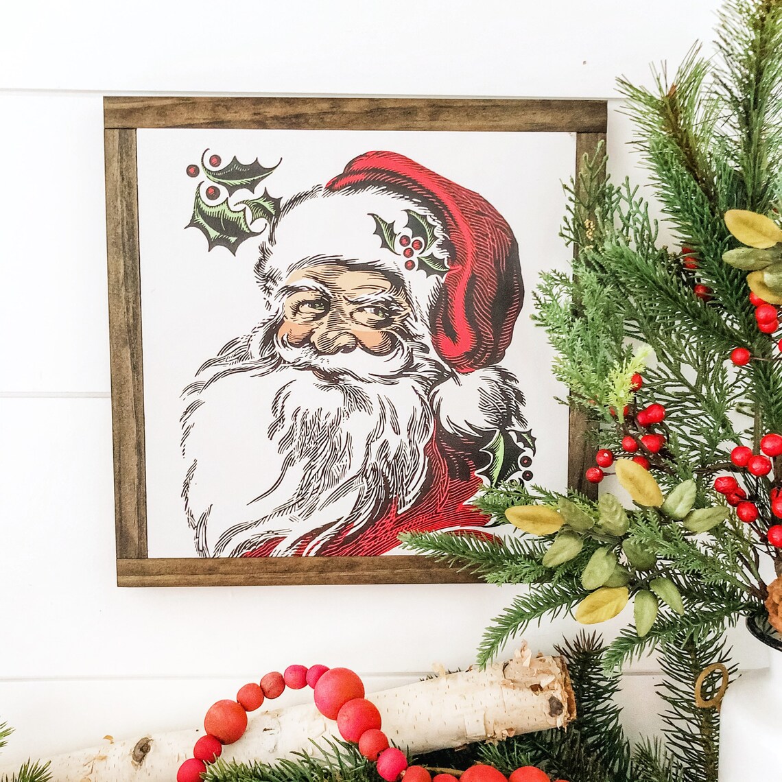 Christmas Sign Christmas Wooden Sign Santa Face Santa Claus - Etsy