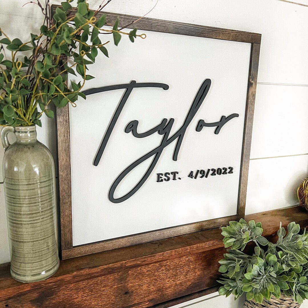 Custom Name Sign, Personalized Sign, Last Name Wood Sign, Laser Cut ...