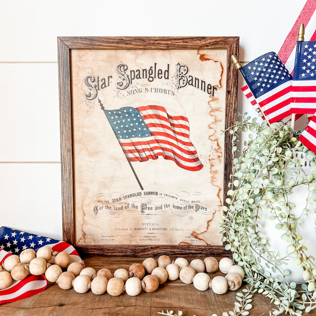 Star Spangled Banner Wood Sign, 4th of July Wall Art, American Flag Art ...