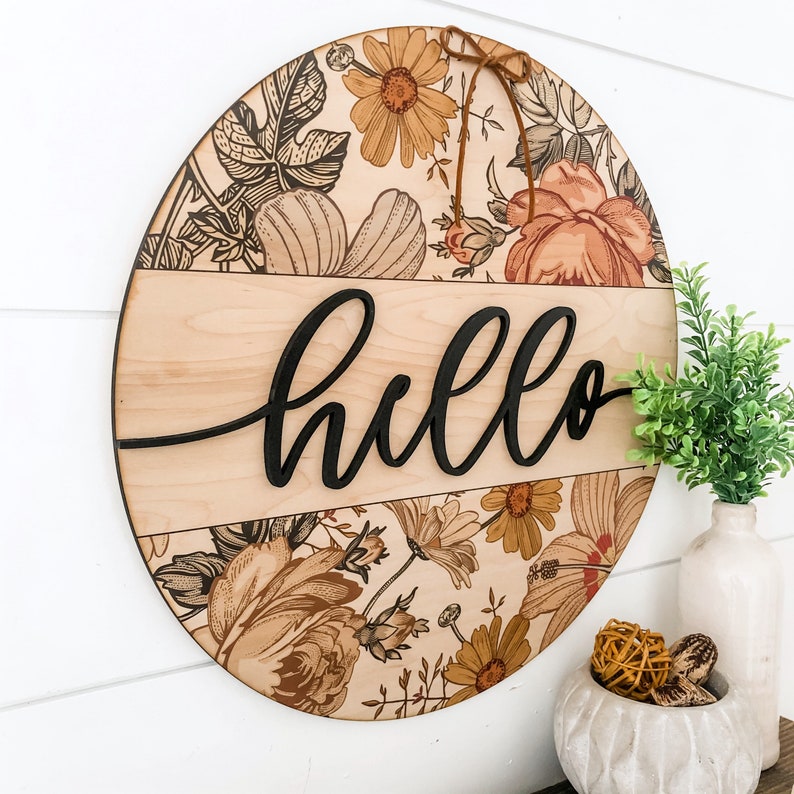 Spring Round Sign Personalized Wood Sign Round Wood Sign - Etsy