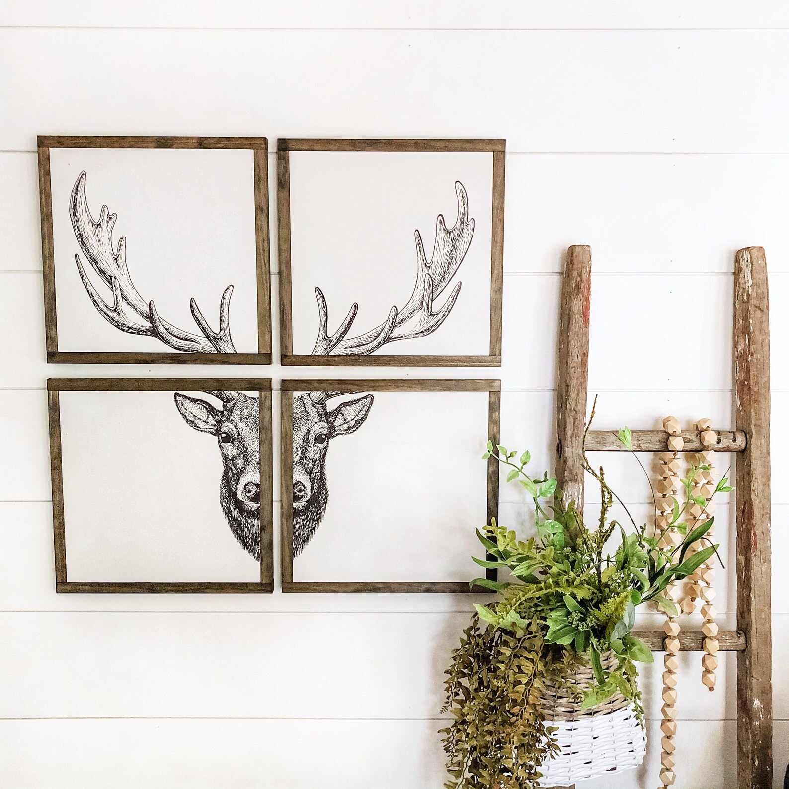 Deer Head, Deer Head Photo Collage, Multi Panel Wall Art, Wall Art ...