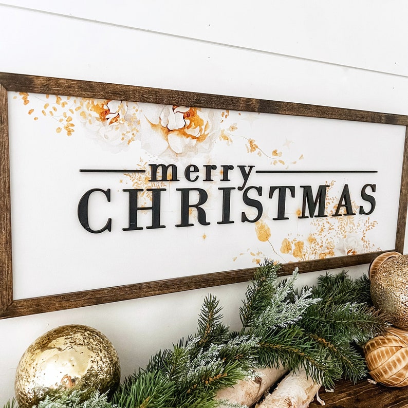 Gold Color Merry Christmas Wood Sign, Merry Christmas Wood Sign ...
