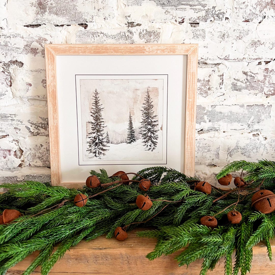 Snowy Pines Winter Print, Modern Christmas Sign, Handmade Wood Sign ...