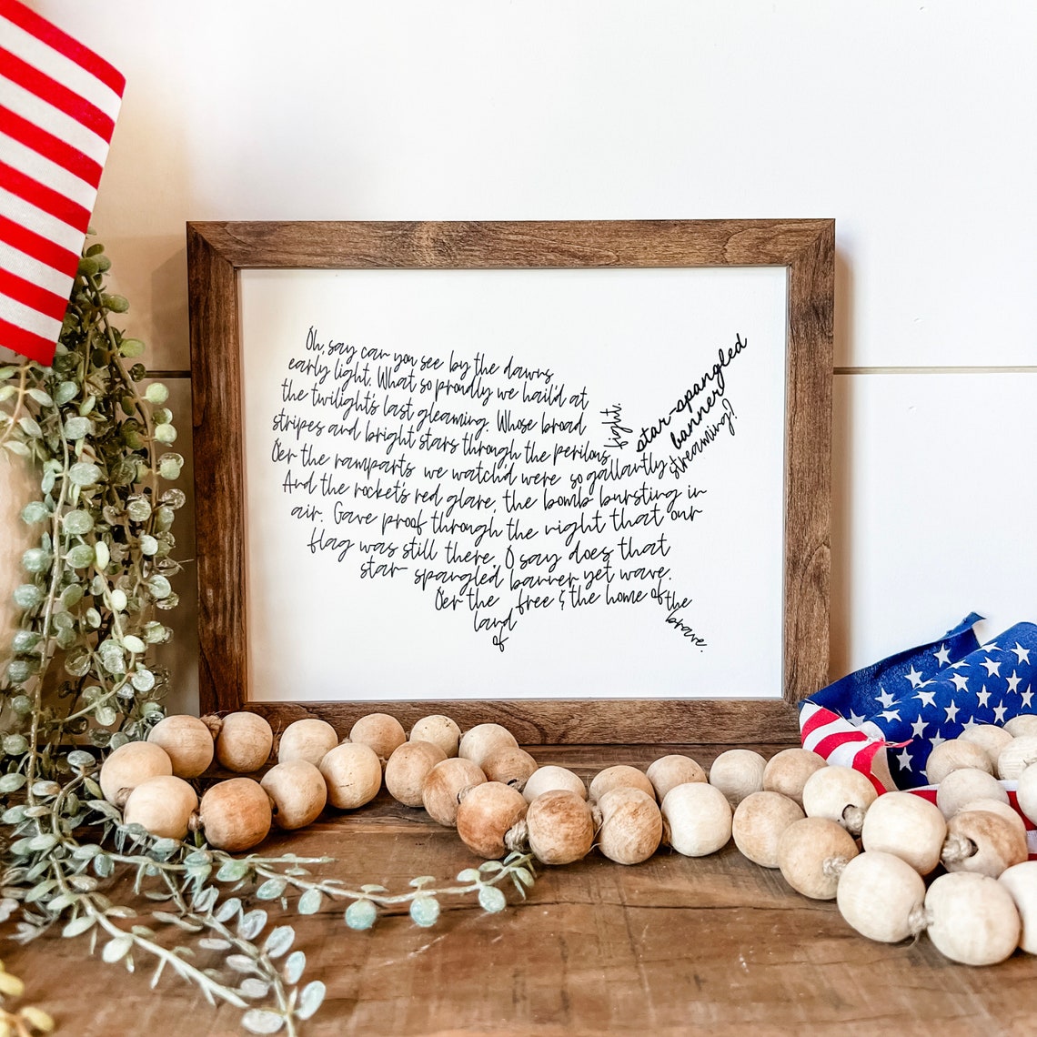 US Star Spangled Banner Wood Sign, 4th of July Wall Art, United States ...