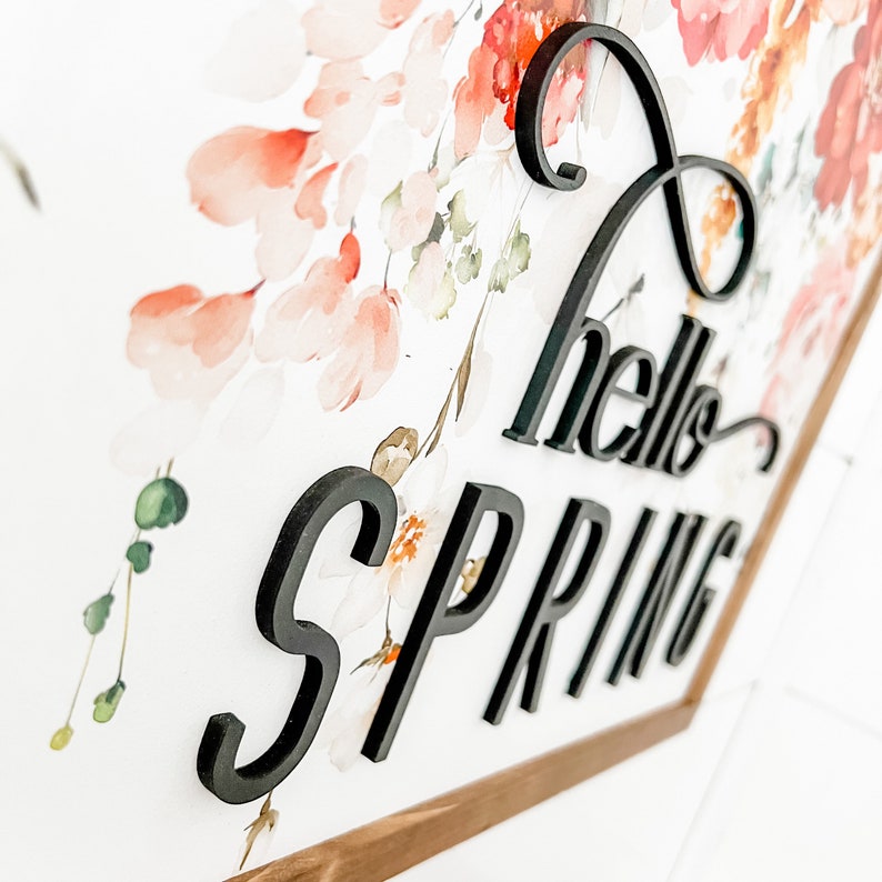 Hello Spring Wood Sign Farmhouse Decor Laser Cut Wood Sign - Etsy