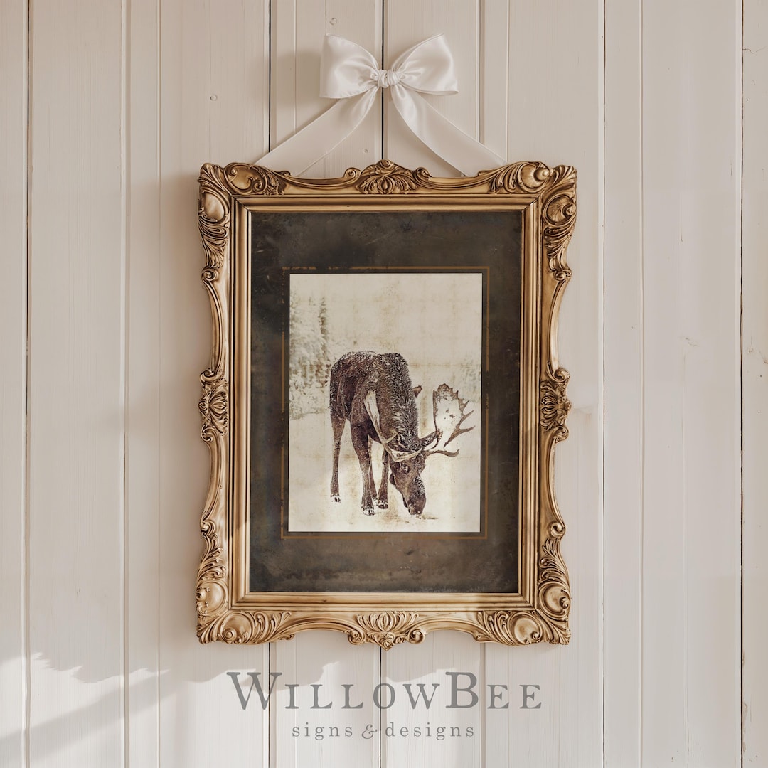 Winter Moose Print, Printable Wall Art, Winter Home Decor Wall Art ...