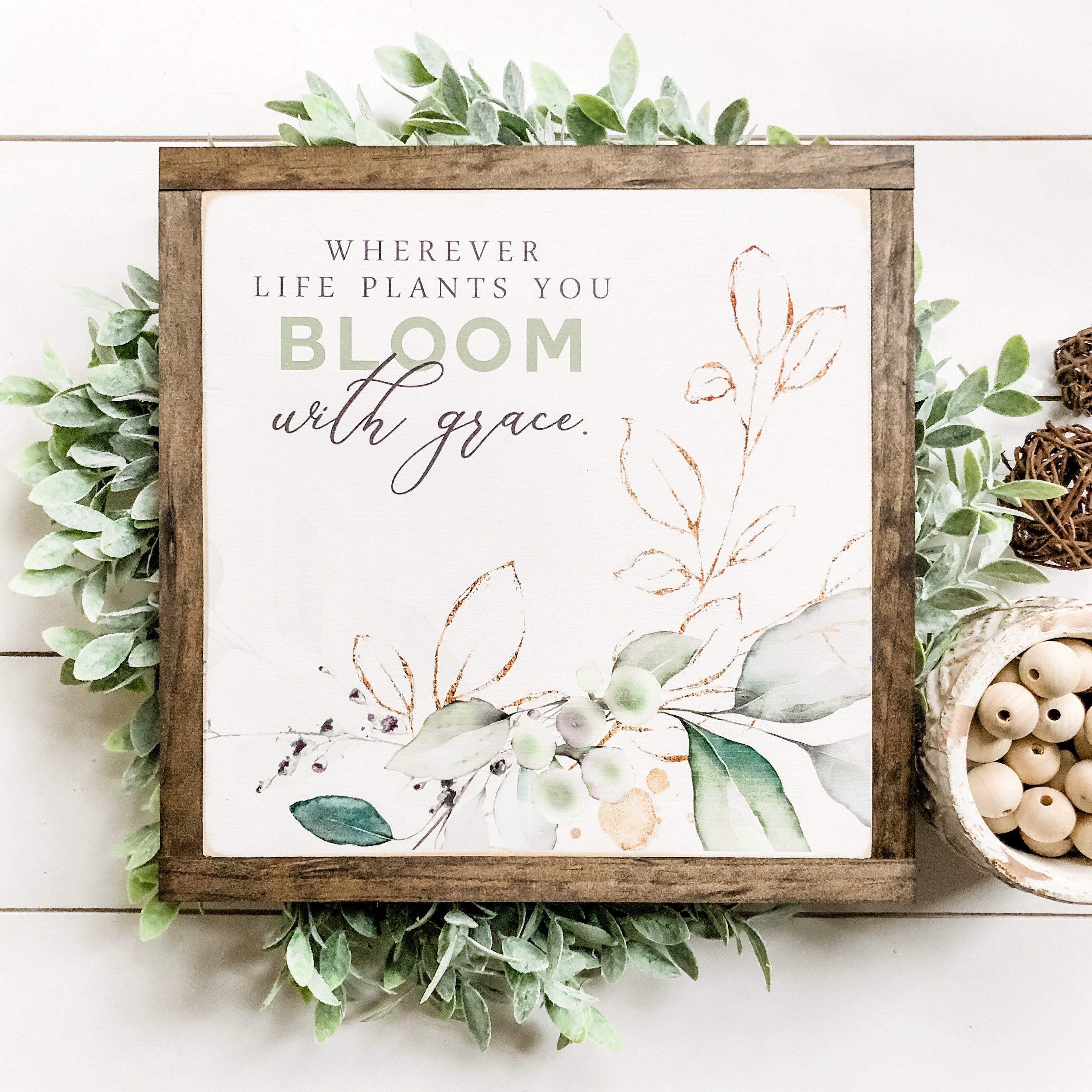 Spring Wood Sign Farmhouse Spring Sign Bloom With Grace - Etsy