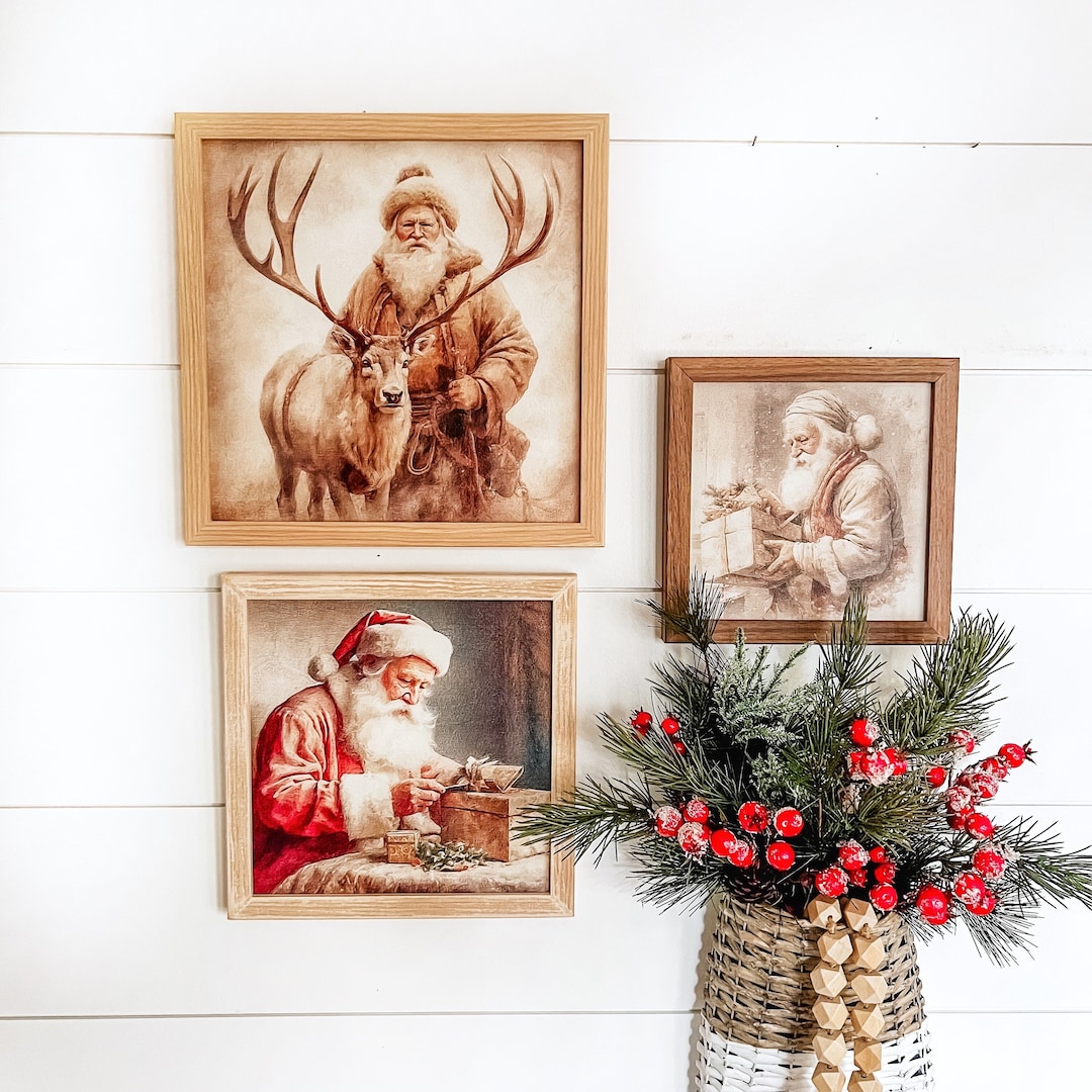 Vintage Santa Sign, Christmas Wood Sign, Santa Face Sign, Christmas ...