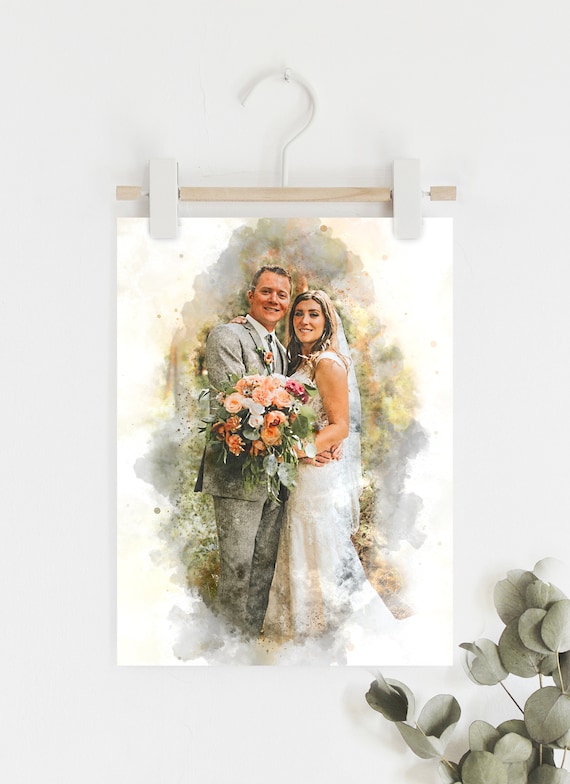 Jessica Schuler Wedding Watercolor Wedding Portrait, Custom Watercolor