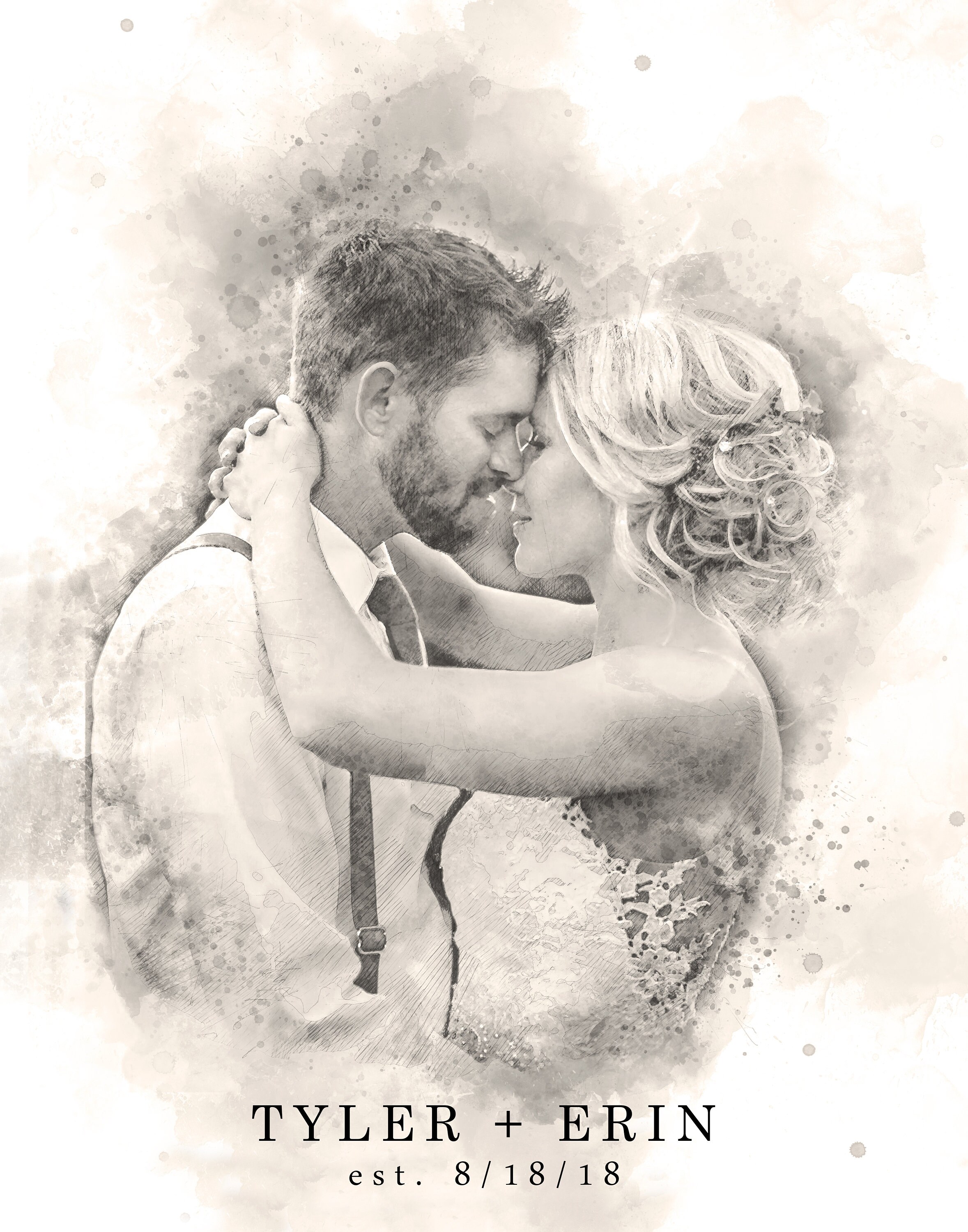 Watercolor Wedding Portrait, Custom Watercolor Sign, Wedding Gift Ideas ...