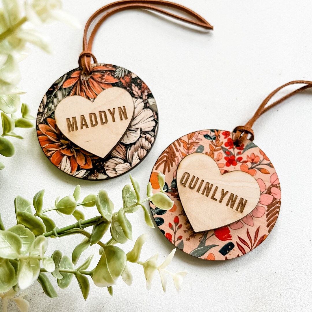 Valentines Wood Tags, Personalized Name Tag, Heart Shaped Tags, Tags ...