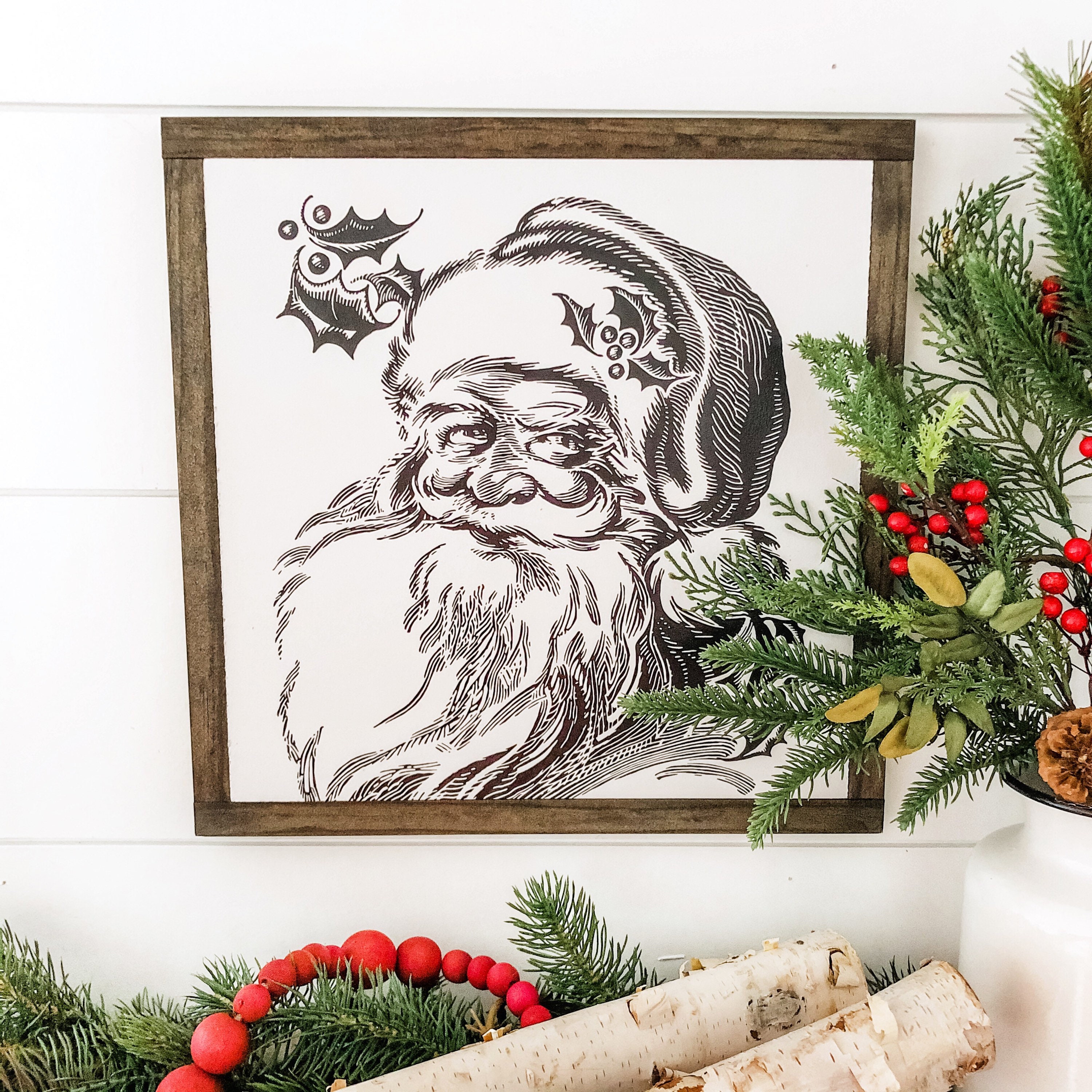 Christmas Sign Christmas Wooden Sign Santa Face Santa Claus - Etsy