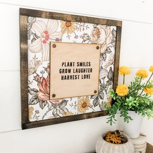 Spring Wood Sign, Farmhouse Spring Sign, Plant Smiles, Grow Laughter ...