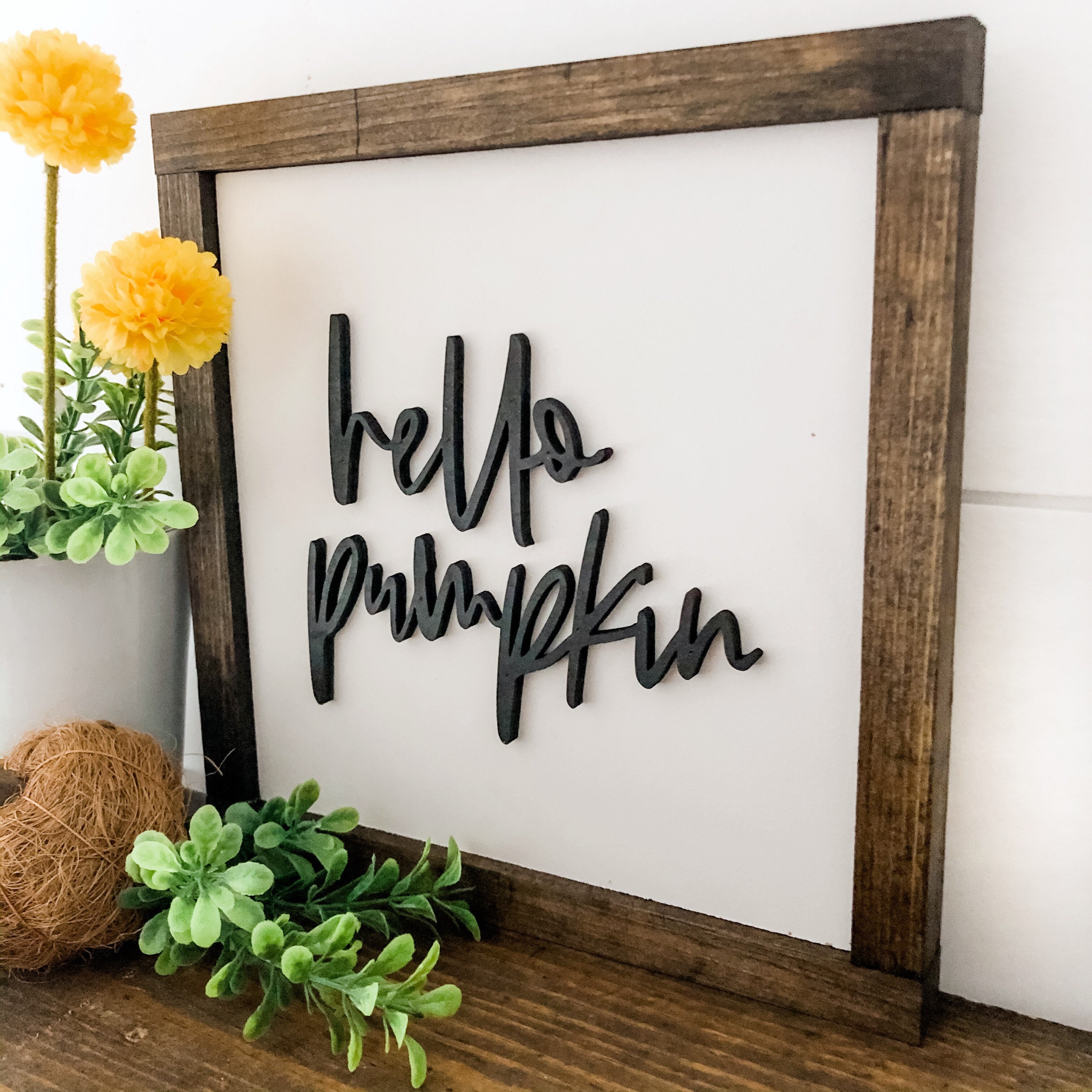 Fall Wood Sign Hello Pumpkin Sign Fall Home Decor Fall - Etsy