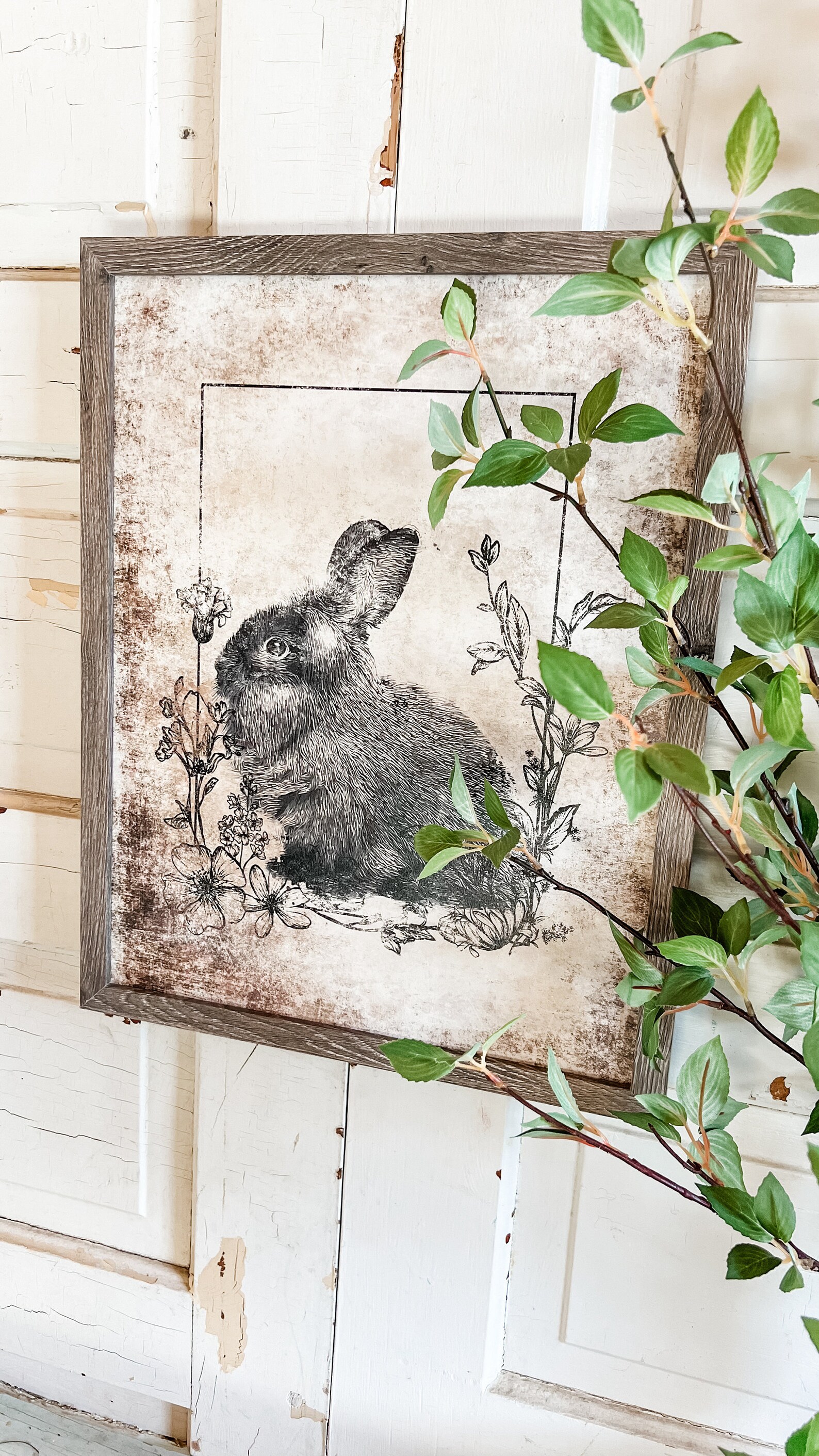 Spring Rabbit Wood Sign, Vintage Spring Sign, Unique Wood Sign, Spring ...