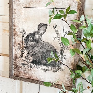 Spring Rabbit Wood Sign, Vintage Spring Sign, Unique Wood Sign, Spring ...