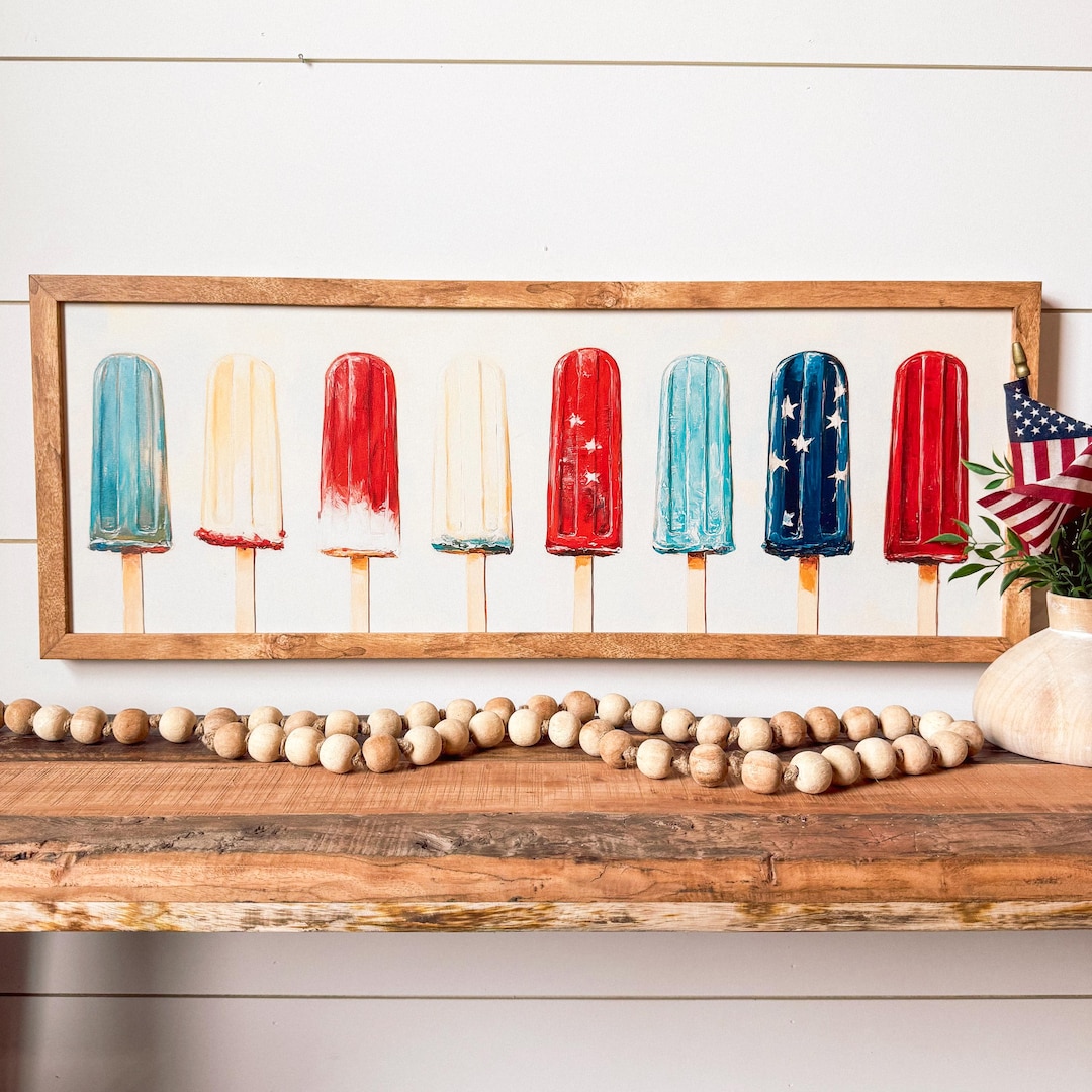4th of July Popsicle Wood Sign, 4th of July Wall Art, Summer Wall Art ...