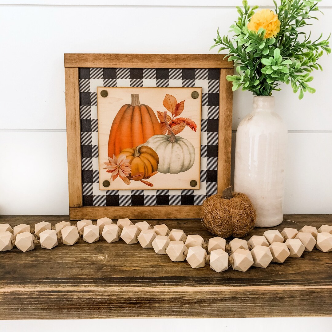 Fall Wood Sign, Plaid Pumpkin Sign, Fall Home Decor, Fall Farmhouse ...