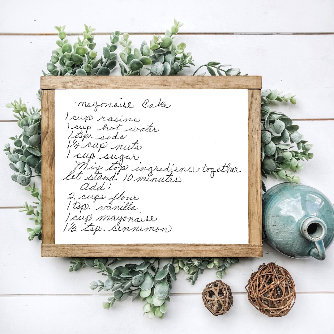 Recipe Card Sign, Custom Recipe Card, Handwritten Recipe, Handwritten ...