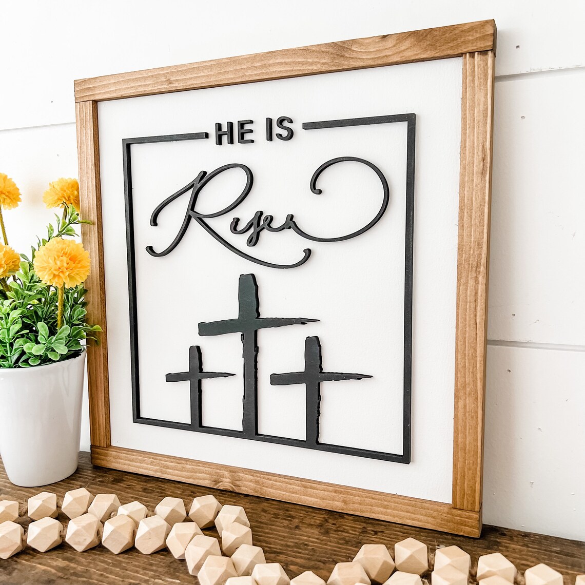 Spring Wood Sign He is Risen Easter Decor Easter Wood Sign - Etsy