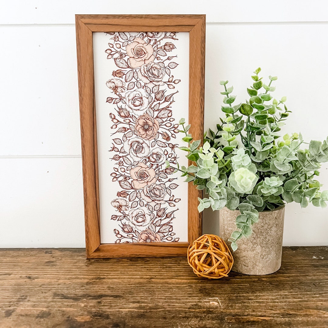 Spring Floral Pattern Wood Sign, Farmhouse Spring Sign, Floral Pattern ...