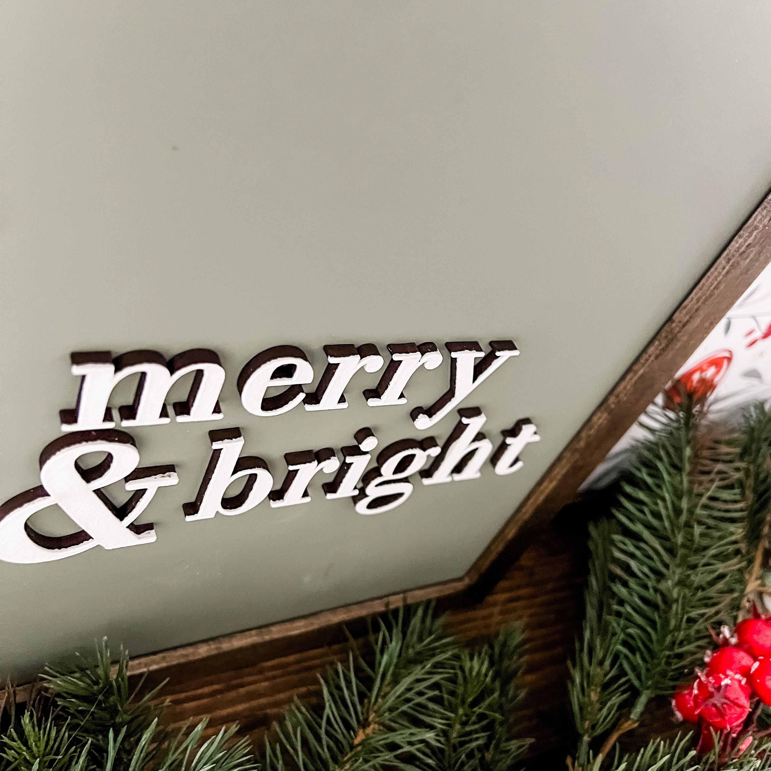 Merry & Bright Christmas Sign, Christmas Wood Sign, Green Christmas ...