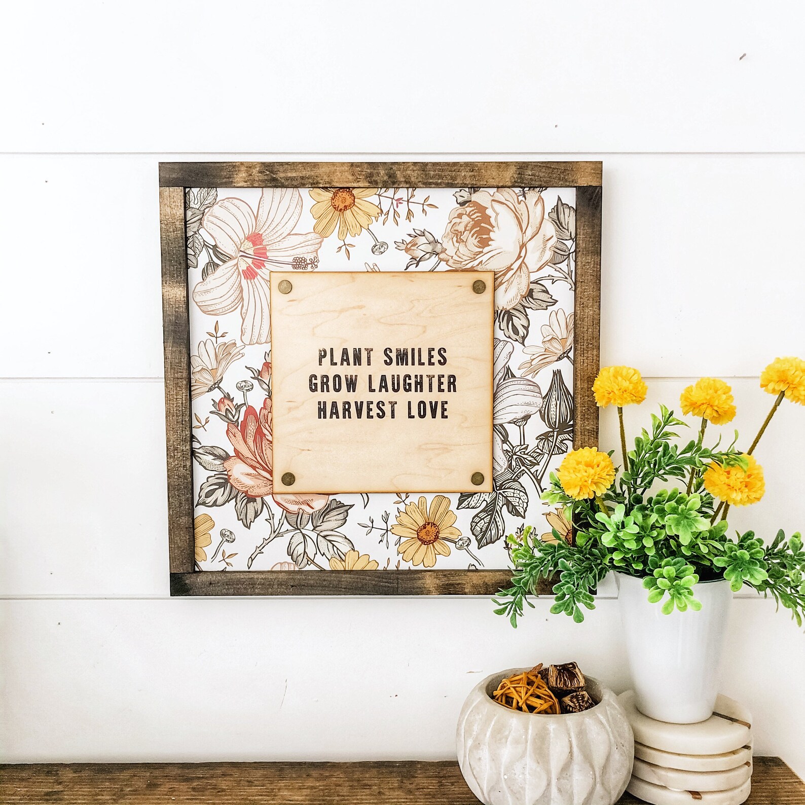 Spring Wood Sign Farmhouse Spring Sign Plant Smiles Grow | Etsy