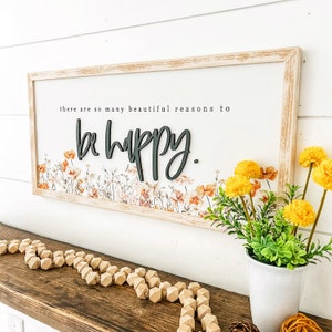 Spring Wood Sign, Beautiful Reasons to Be Happy, Farmhouse Signs, Laser ...
