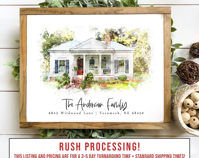 Custom House Portrait, Watercolor Home Portrait, Watercolor Print, Home ...