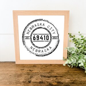 Custom Zip Code Sign, Vintage Stamp Postal Code Sign, Farmhouse Wood ...