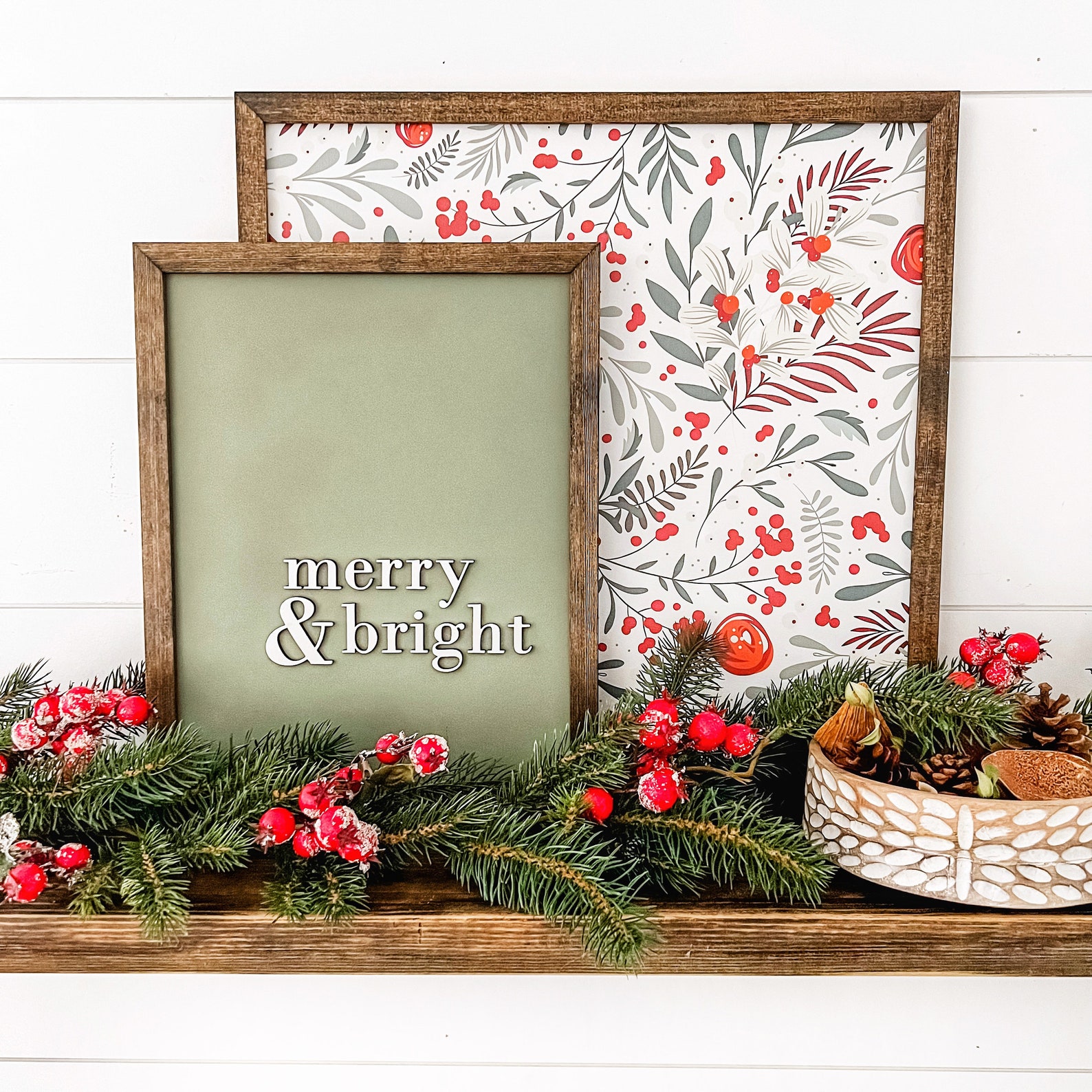Merry & Bright Christmas Sign, Christmas Wood Sign, Green Christmas ...