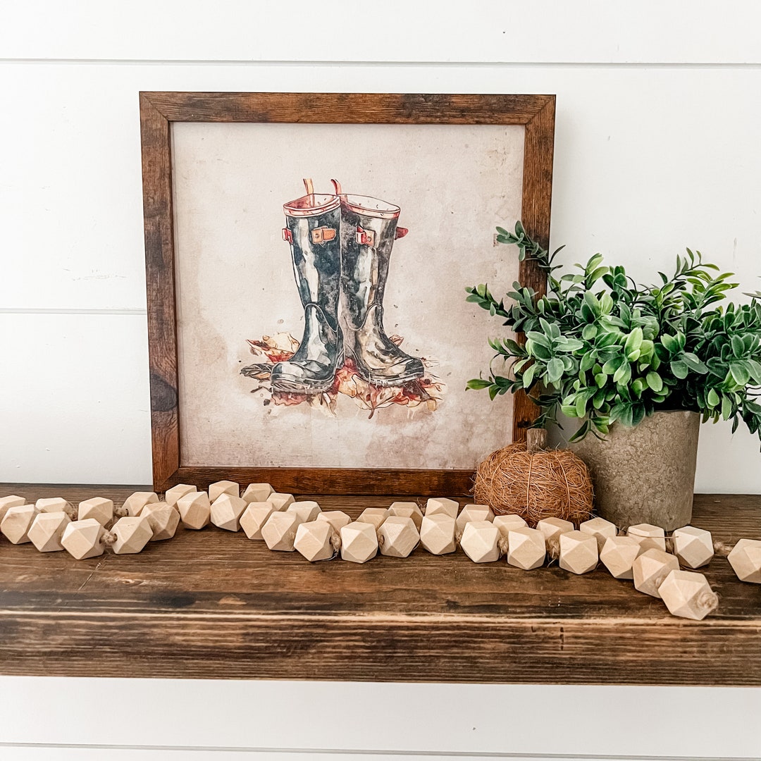 Fall Farmhouse Wood Sign, Rain Boots, Signs for Fall, Vintage Fall Sign ...