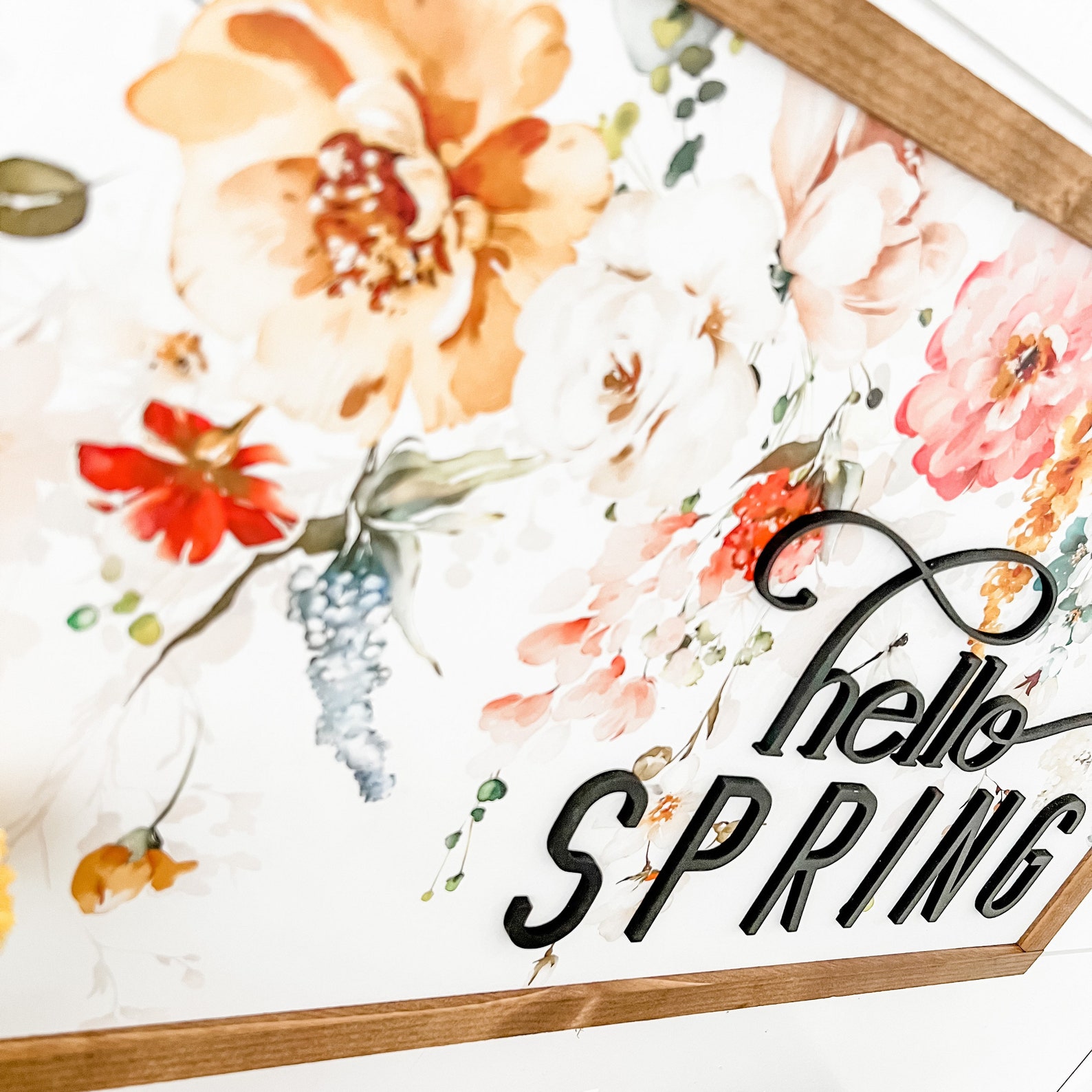 Hello Spring Wood Sign, Farmhouse Decor, Laser Cut Wood Sign, Spring ...