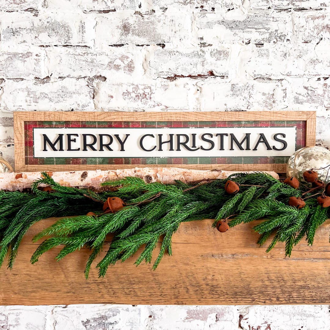 Plaid Merry Christmas Wood Sign, Christmas Decor, Christmas Home Decor ...