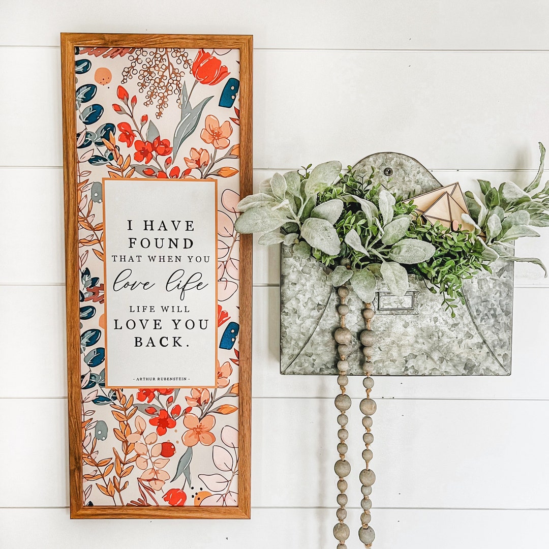 Love Life Inspirational Quote Wood Sign, Farmhouse Wood Sign, Modern ...