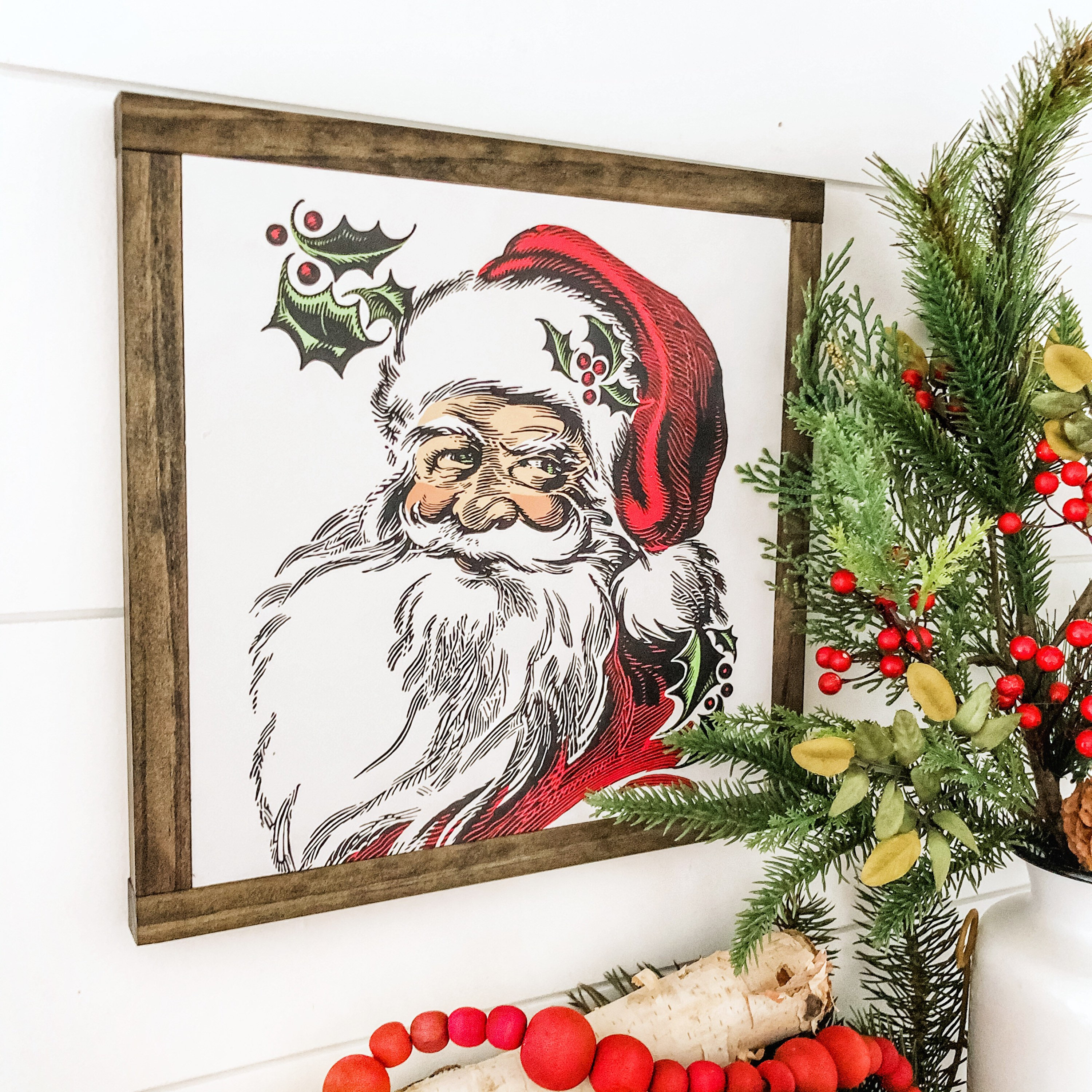 Christmas Sign Christmas Wooden Sign Santa Face Santa Claus - Etsy