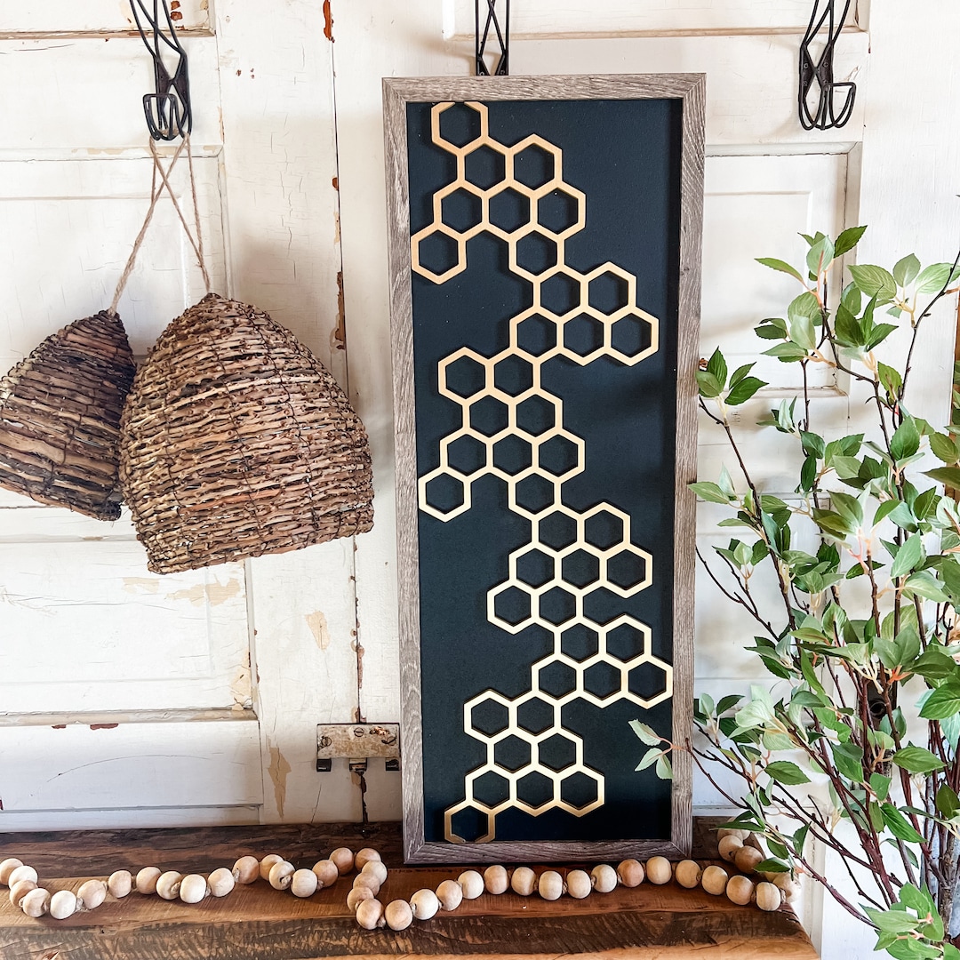 Geometric Honeycomb Wall Art, Honeycomb Pattern, Unique Wood Sign ...