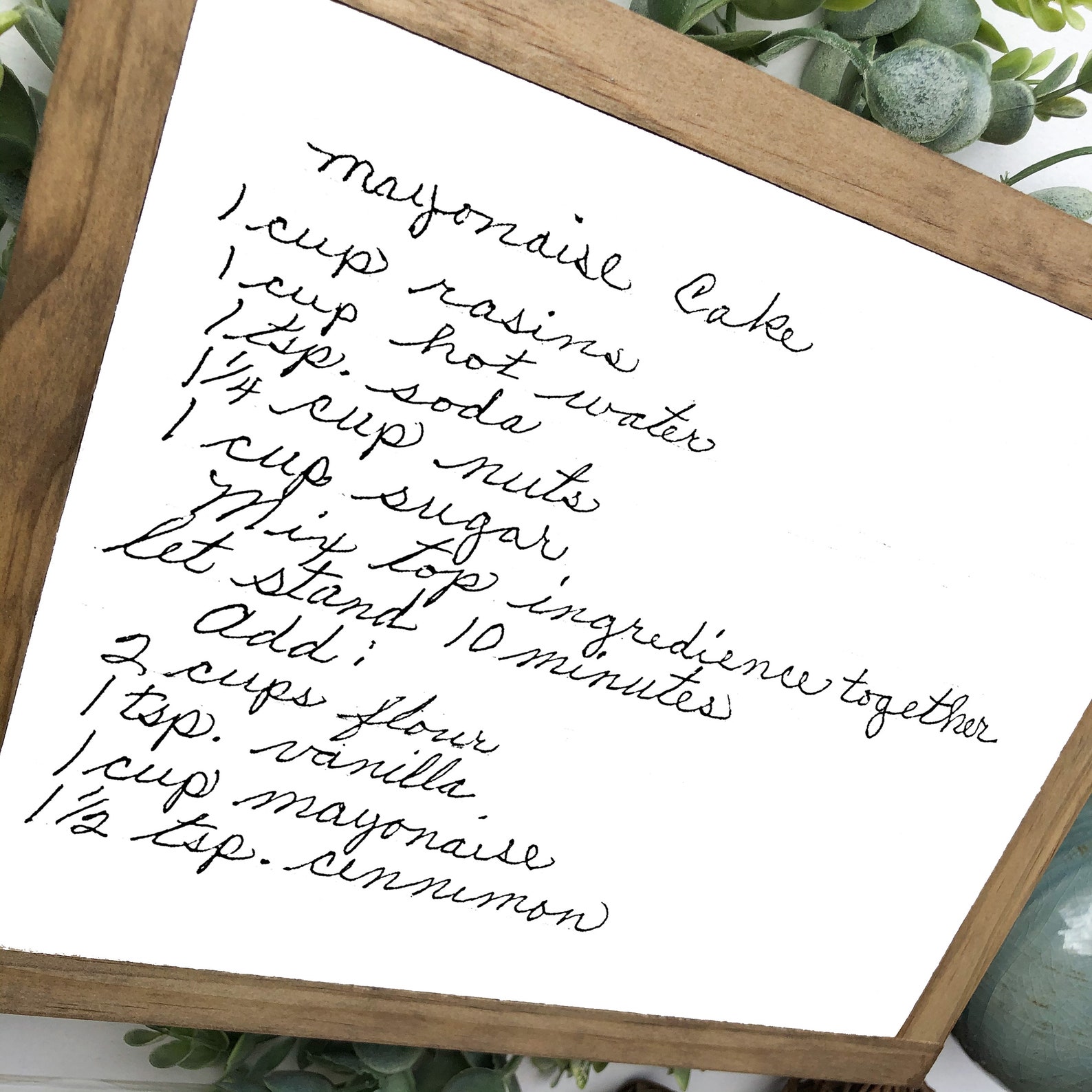 Recipe Card Sign Custom Recipe Card Handwritten Recipe - Etsy