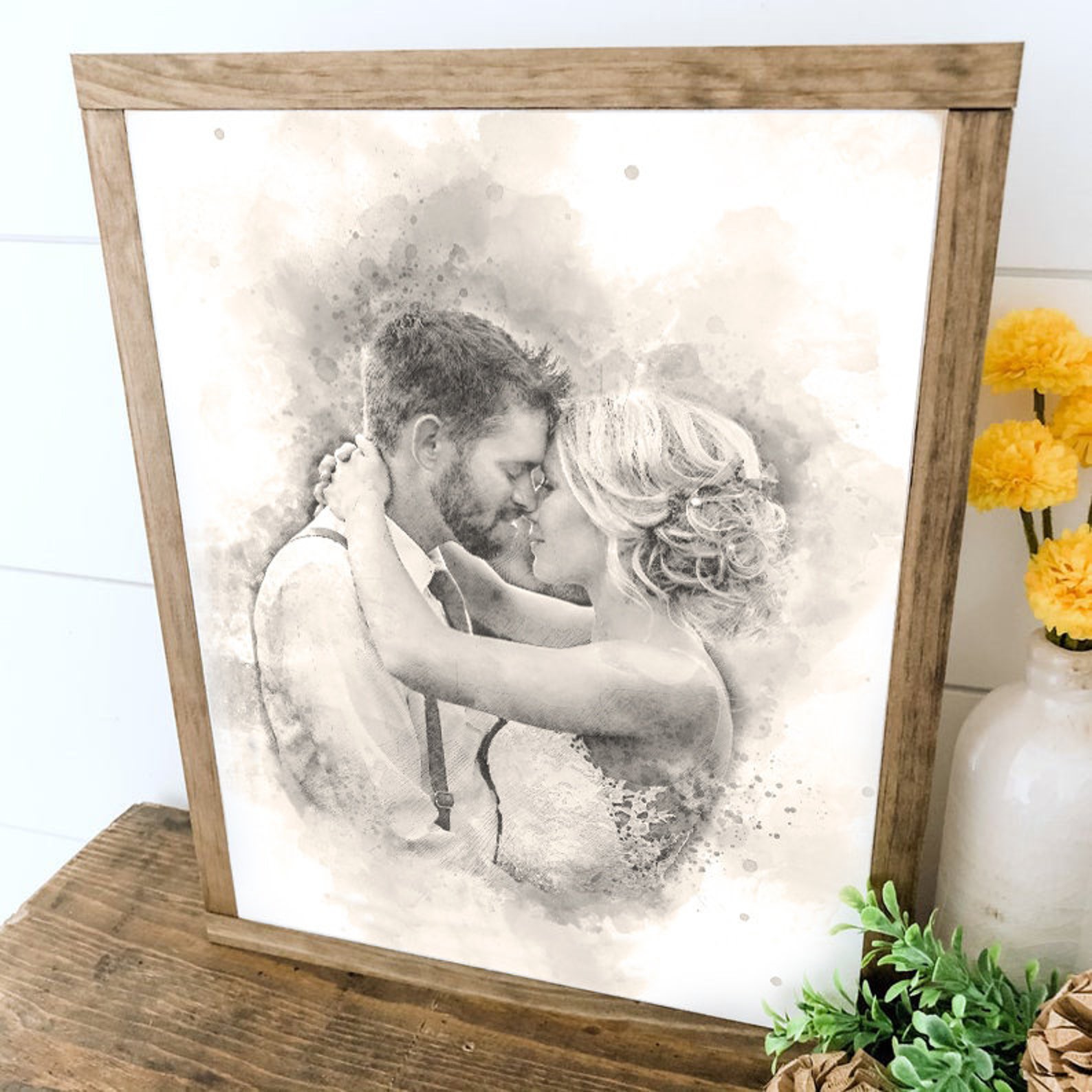Watercolor Wedding Portrait, Custom Watercolor Sign, Wedding Gift Ideas ...
