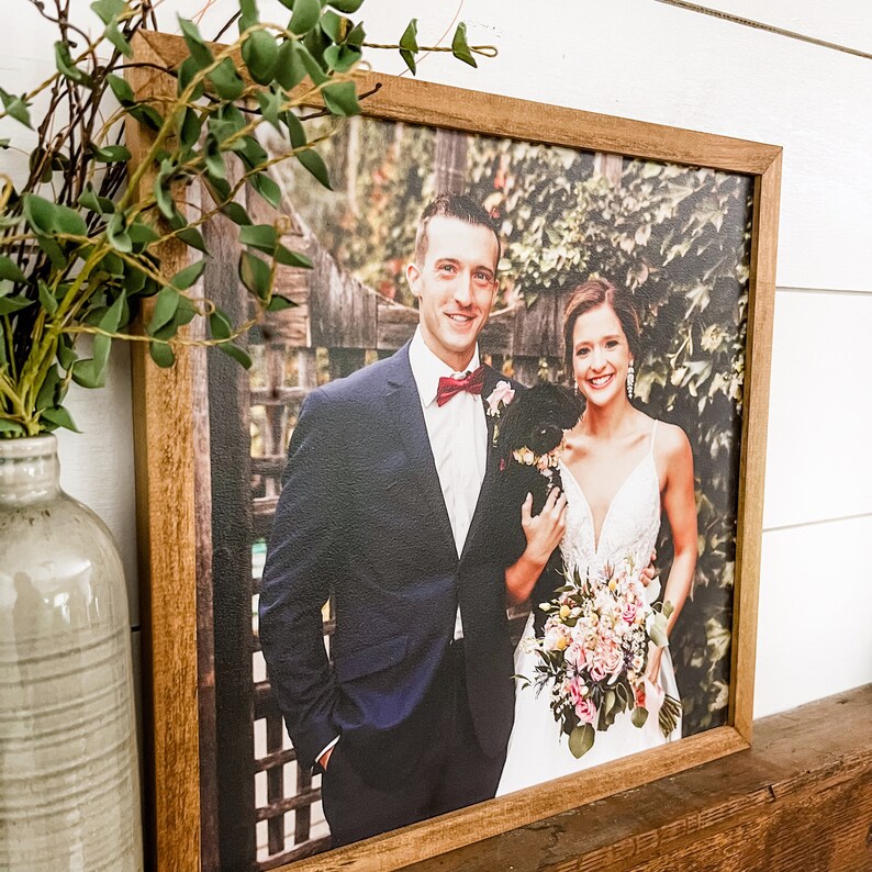 Framed Wedding Photo on Wood ANY Photo on Wood Custom Wood - Etsy