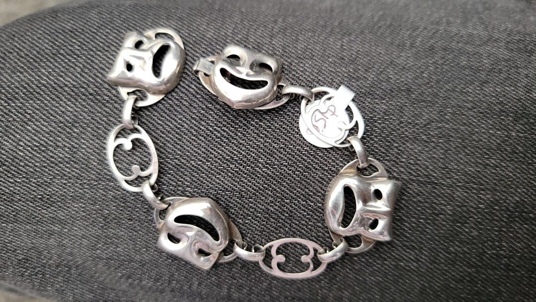 Happy and Sad Face Sterling Bracelet - Etsy