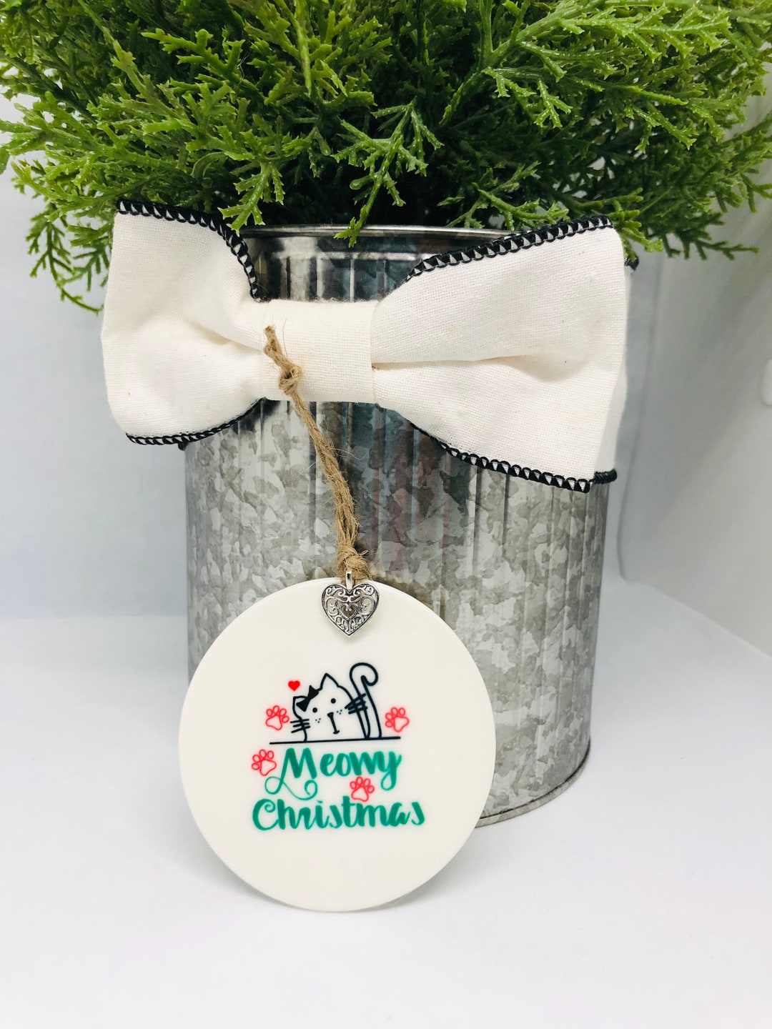 Merry Meowmas Cat Christmas Ornament – Handmade Ceramic Kitty Gift - Etsy