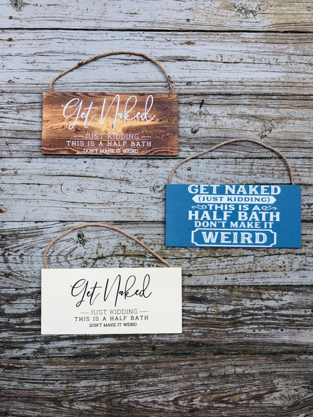 Get Naked Half Bath Sign - Etsy